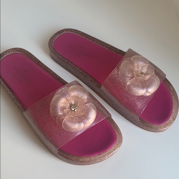 kate spade | Shoes | Kate Spade Pink Glitter Pvc Pool Slides Size 9 ...
